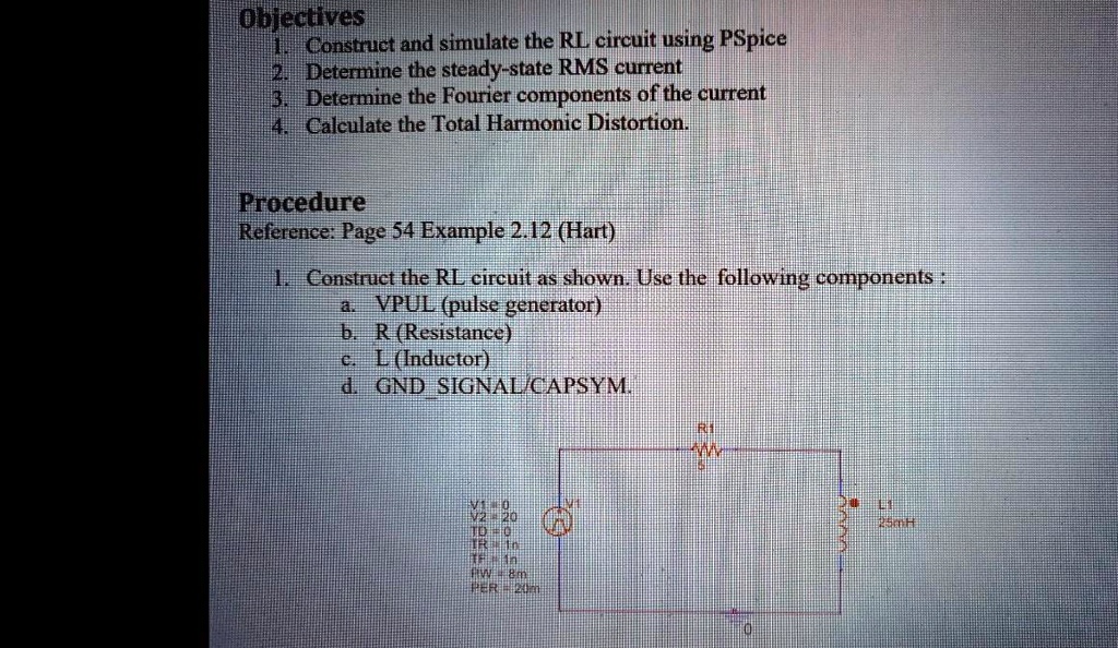 SOLVED: Calculator the total harmonic distortion Objectives: - Construct and simulate the RL ...