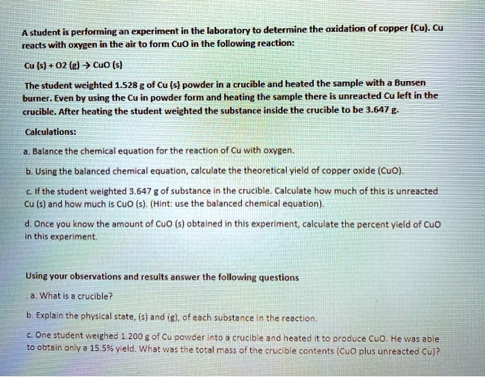 SOLVED: A student is performing an experiment in the laboratory to ...