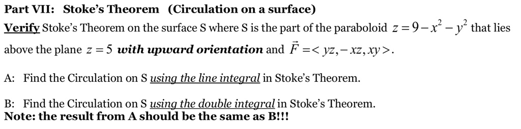part vii stokes theorem circulation on a surface verify stokes theorem ...