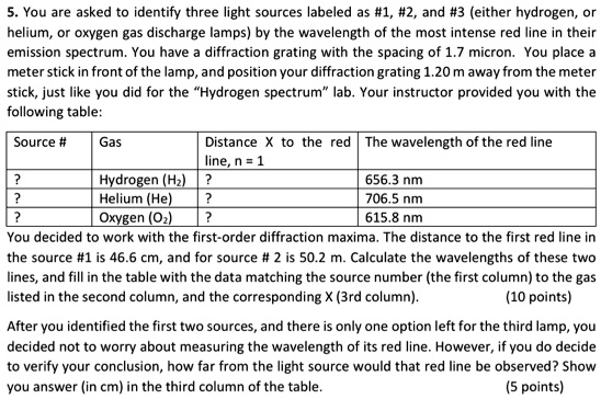 [GET ANSWER] 5. You are asked to identify three light sources labeled ...