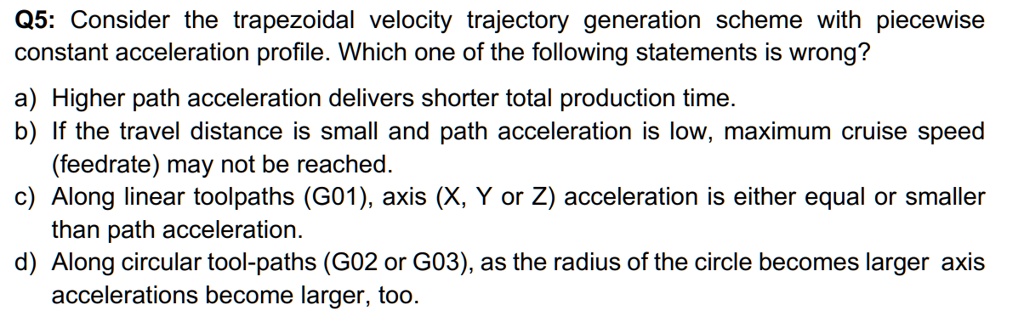 SOLVED: Q5: Consider the trapezoidal velocity trajectory generation ...