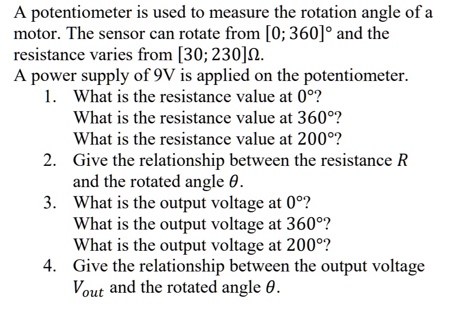 A potentiometer is used to measure the rotation angle of a motor. The ...