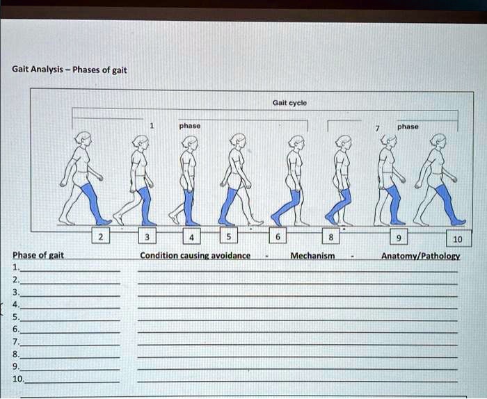 Please list the conditions causing avoidance for each phase of gait ...