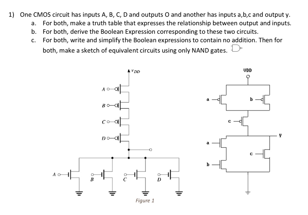 Solved One Cmos Circuit Has Inputs A B C D And Outputs O And Another Has Inputs A B C