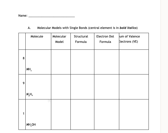 SOLVED: Please draw a diagram for each molecular model. Name: Molecular ...