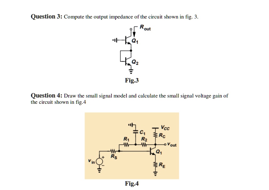 SOLVED: Question 3: Compute the output impedance of the circuit shown in Fig. 3. Rout Fig. 3 ...