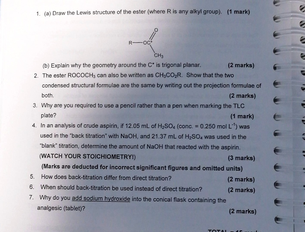SOLVED: Texts: 1. (a) Draw the Lewis structure of the ester (where R is ...
