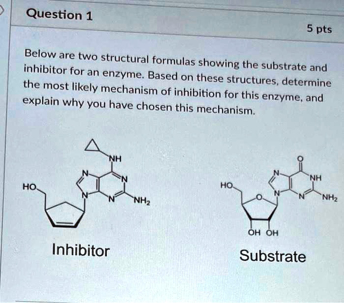 SOLVED: Question 1 5 pts Below are two structural formulas inhibitor ...