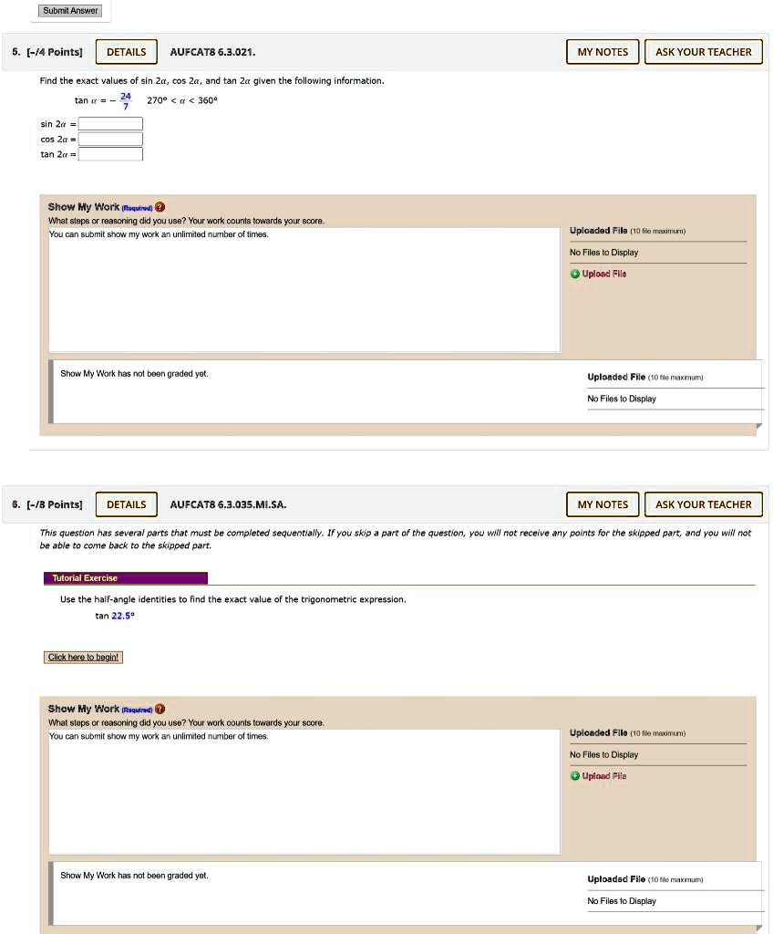 SOLVED: Submit Answer 5.[-/4Points] DETAILS AUFCAT86.3.021. MY NOTES ...