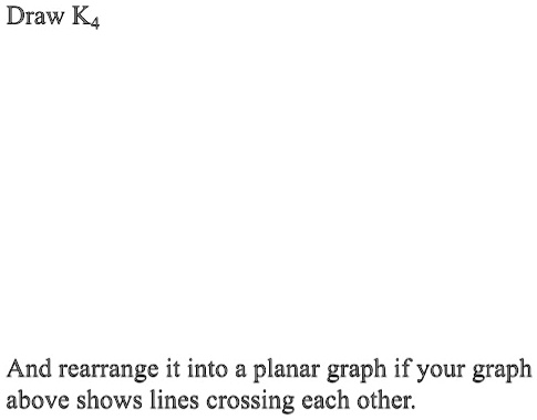 SOLVED: Draw K4 And rearrange it into a planar graph if your graph ...