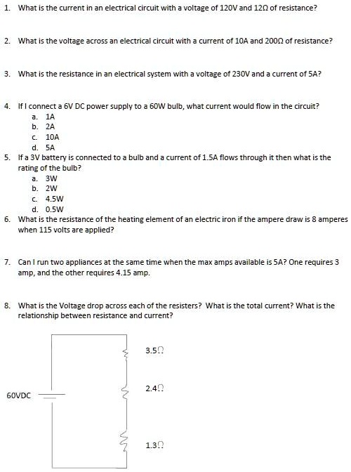 SOLVED: What is the current in an electrical circuit with a voltage of ...