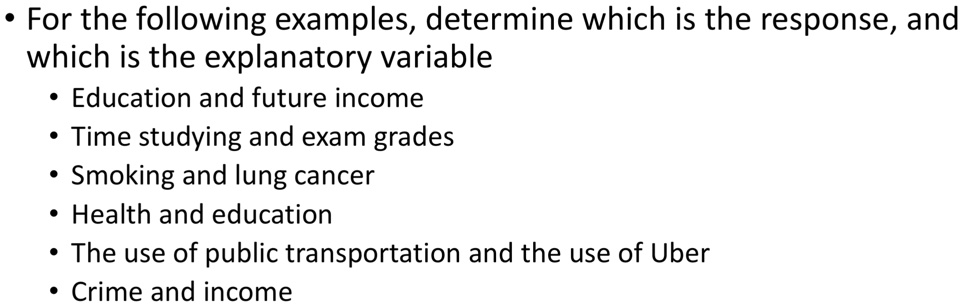 SOLVED: For the following examples, determine which is the response ...