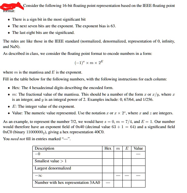 Solved Consider The Following 16 Bit Floating Point Representation Based On The Ieee Floating