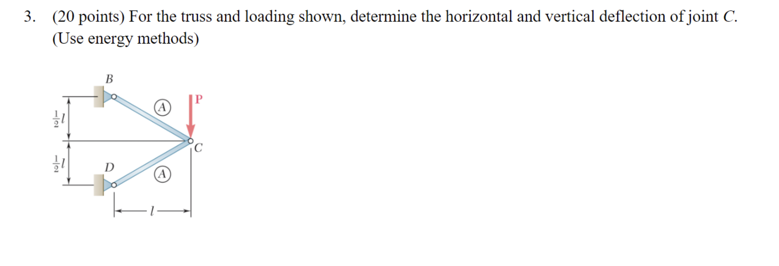 SOLVED: 3. (20 points) For the truss and loading shown, determine the horizontal and vertical ...