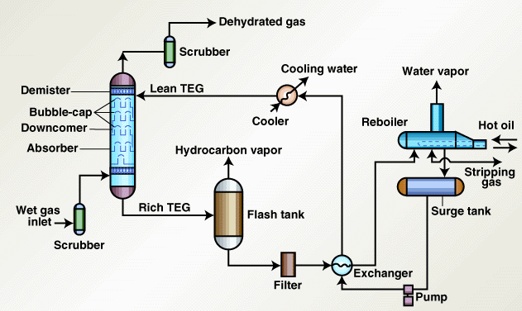 SOLVED: Dehydrated gas Scrubber Cooling water Water vapor Demister ...