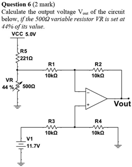 SOLVED: Calculate the output voltage Vout Question 62mark Calculate the ... SOLVED: Calculate the output voltage Vout Question 62mark Calculate the ...