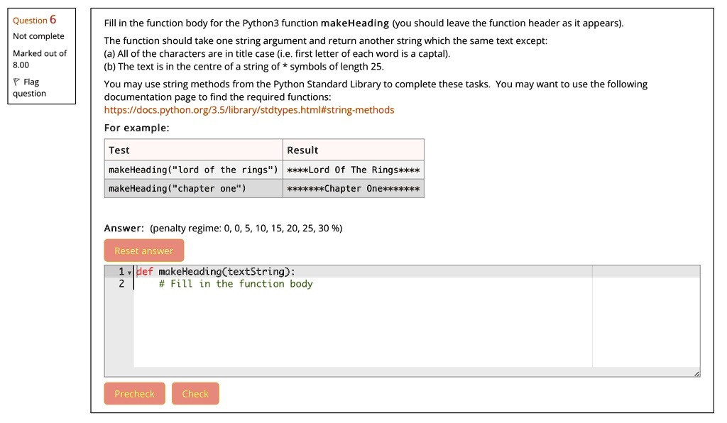 Solved Texts Question 6 Not Complete Fill In The Function Body For The Python3 Function 