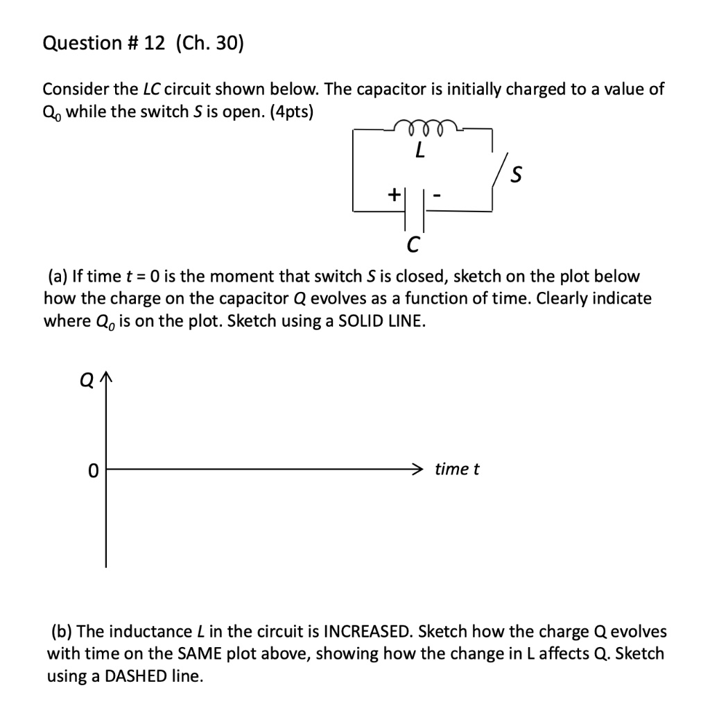 SOLVED: Question # 12 (Ch: 30) Consider the LC circuit shown below: The capacitor is initially ...
