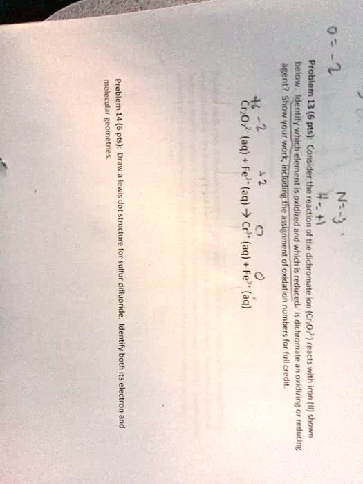 SOLVED: ' Consider the reaction of the dichromate ion (Cr2 O^7) reacts ...