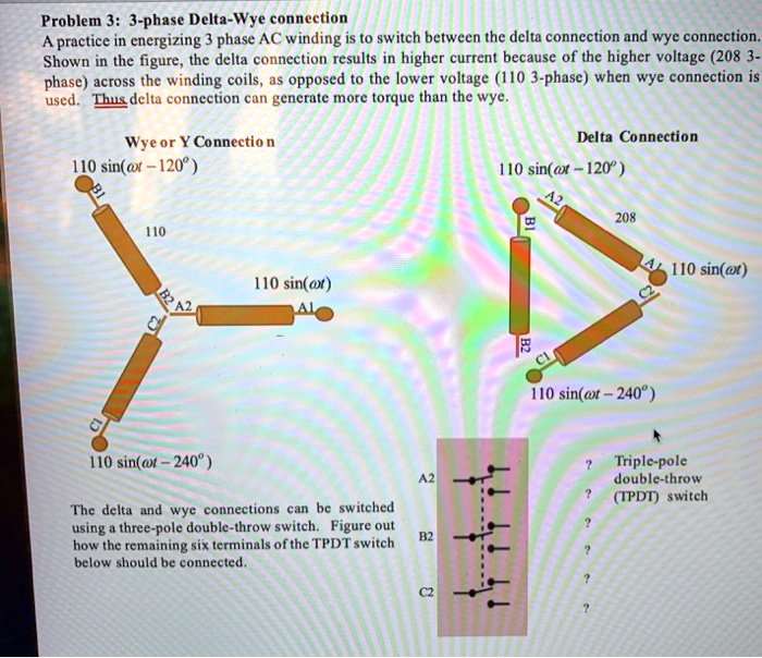 SOLVED: Problem 3: 3-phase Delta-Wye connection A practice in ...