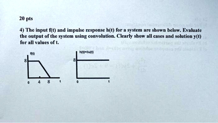 VIDEO solution: The input f(t) and impulse response h(t) for a system are shown below. Evaluate ...