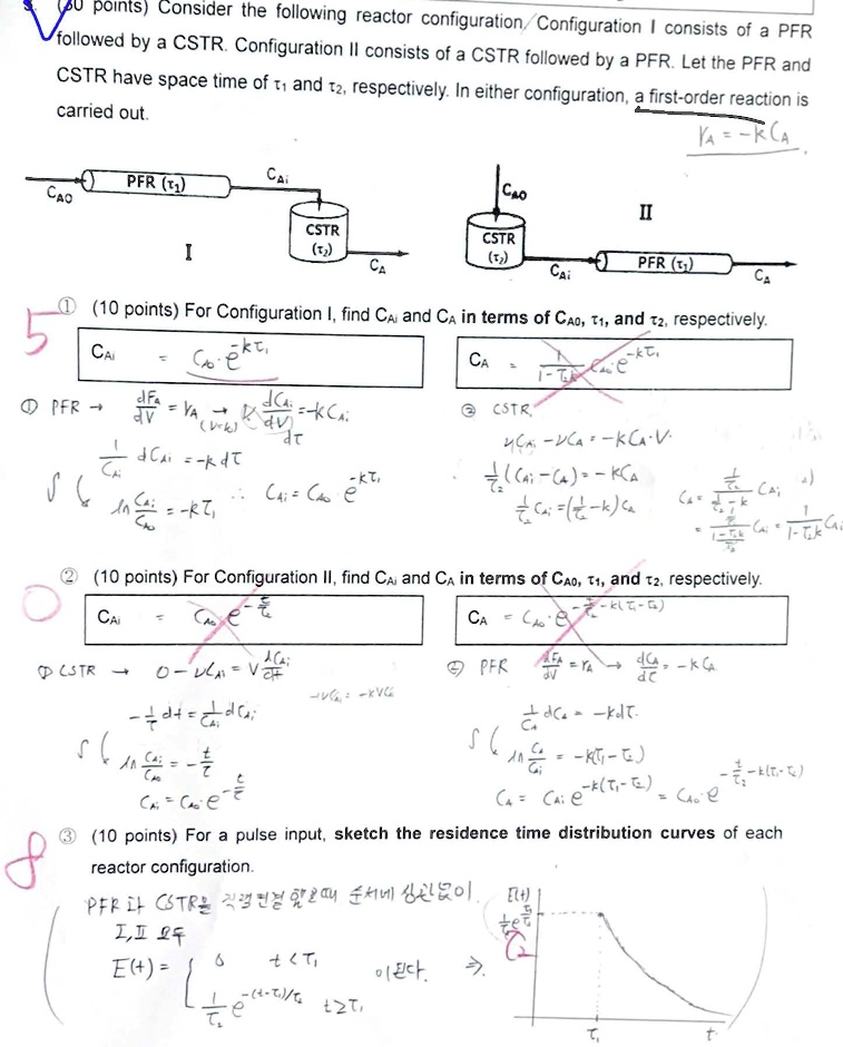 points consider the following reactor configurationconfiguration i consists of a pfr followed by ...