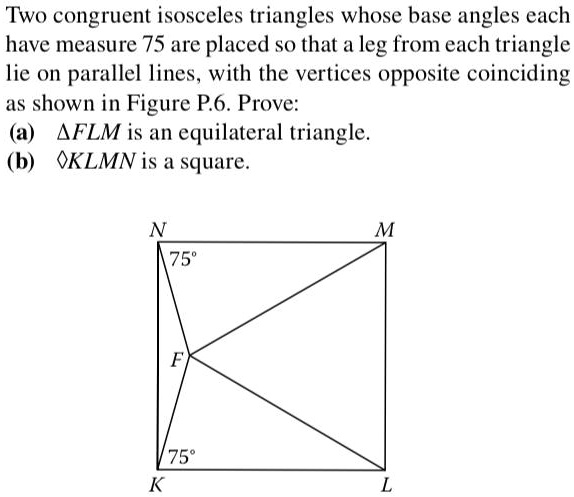 Two congruent isosceles triangles, whose base angles each have a ...