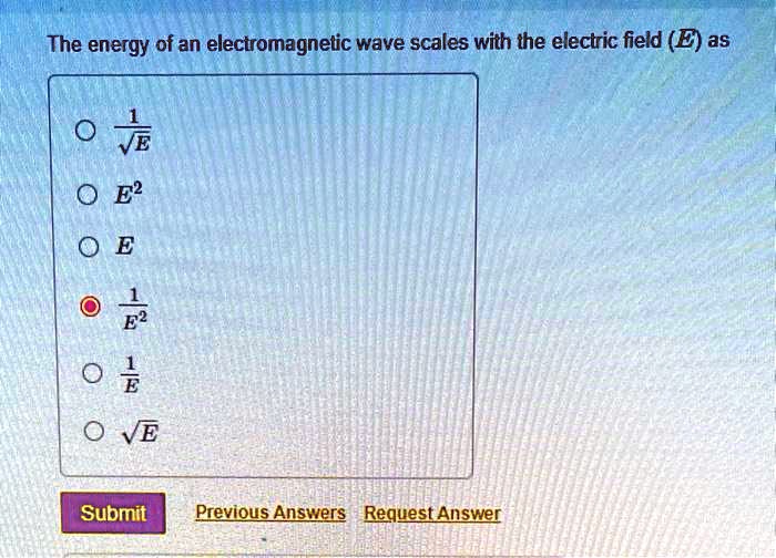 SOLVED: The energy of an electromagnetic wave scales with the electric ...