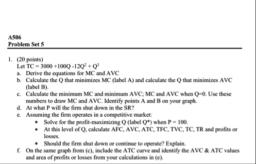 a506 problem set 5 1 20 points let tc 3000100q 12q2 q3 a derive the ...