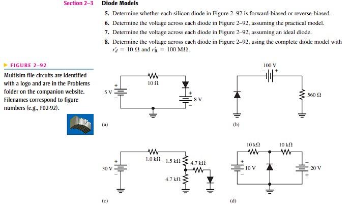 SOLVED: Section 2-3 Diode Models 5. Determine whether each silicon ...