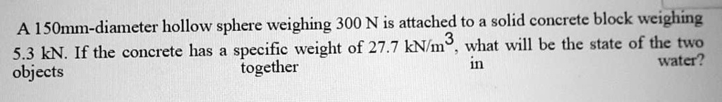 SOLVED: A 1SOmm-diameter hollow sphere weighing 300 N is attached to a ...