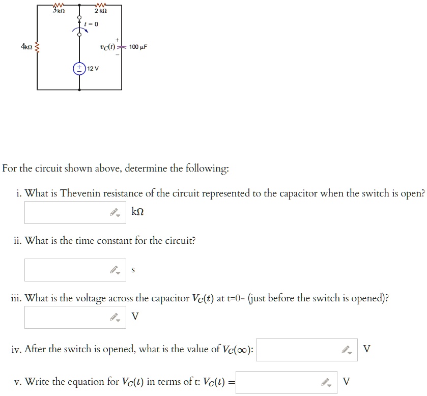 SOLVED: Solve this circuit, please. WM = 2 kÎ© 4kÎ© C = 100F For the circuit shown above ...