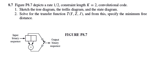 8.7 Figure P8.7 depicts a rate 1/2, constraint length K = 2 ...