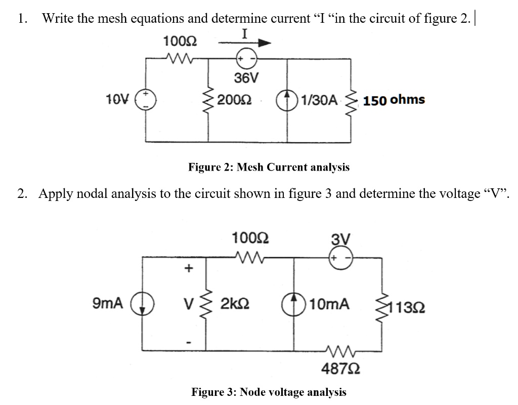 1. Write the mesh equations and determine current "I" in the circuit of ...