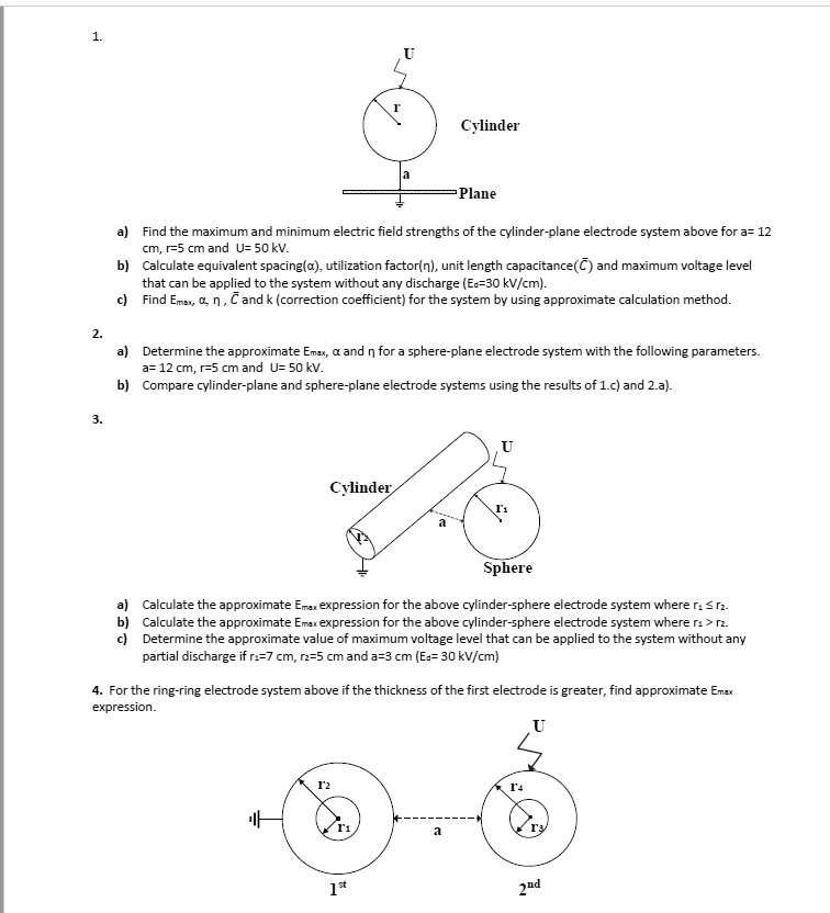 SOLVED: Cylinder Plane + a) Find the maximum and minimum electric field ...