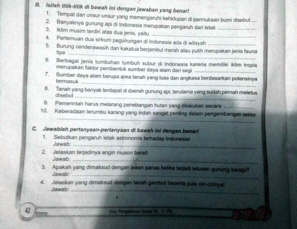 SOLVED: tolong dijawab ya!!!!plissss Isilah titik-titik di bawah ini ...