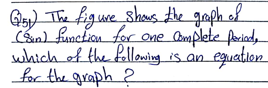 Q51) The figure shows the graph of (sin) function for one complete ...