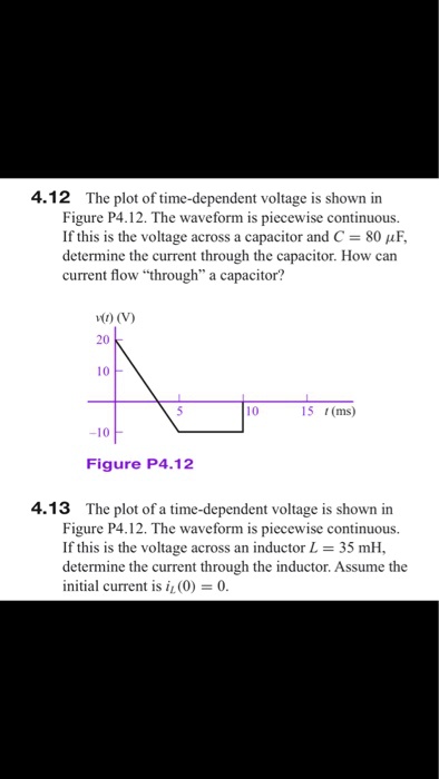 SOLVED: The plot of a time-dependent voltage is shown in Figure P4.12. The waveform is piecewise ...
