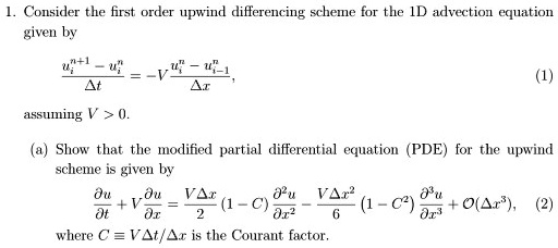 consider the first order upwind differencing scheme for the id ...