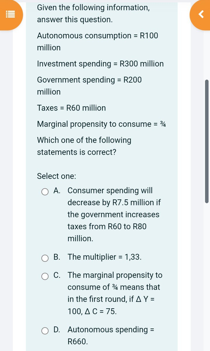 Given the following information, answer this question. Autonomous ...