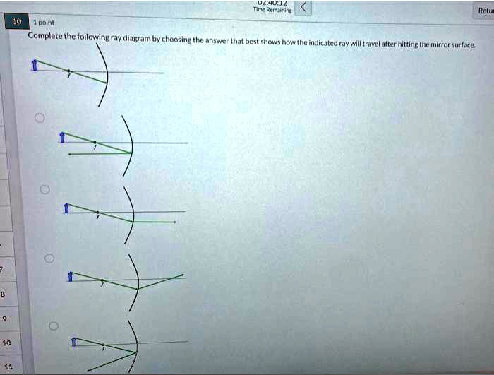 SOLVED: 0240:17 Time Remainin Retu 10 1point Complete the following ray ...