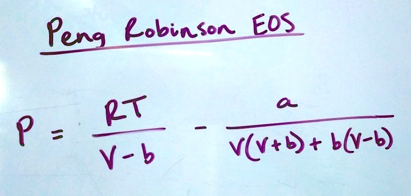 Peng Robinson EOS P = (RT)/(V-b) - (a)/(V(V+b) + b(V-b))