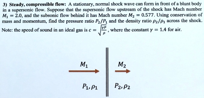 SOLVED: 3. Steady, compressible flow: A stationary, normal shock wave ...