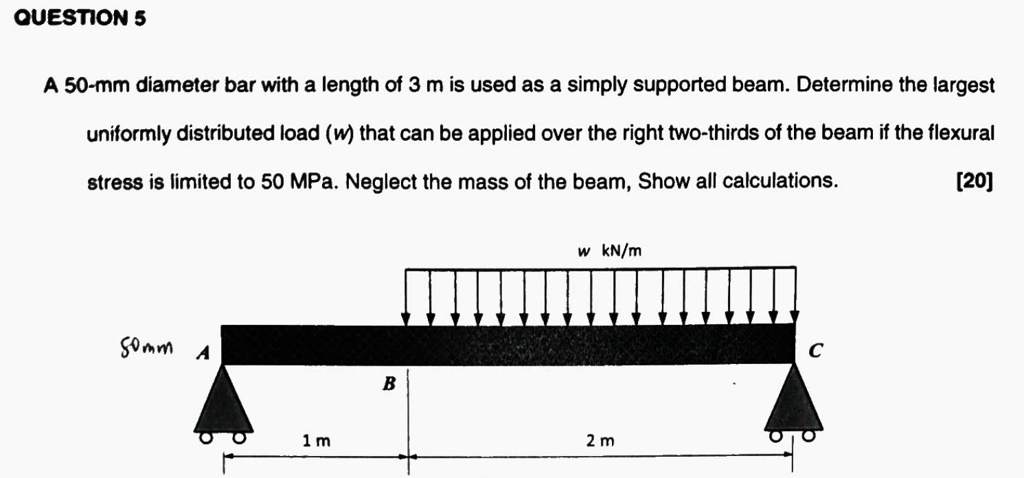 SOLVED: QUESTION 5 A 50-mm diameter bar with a length of 3 m is used as ...