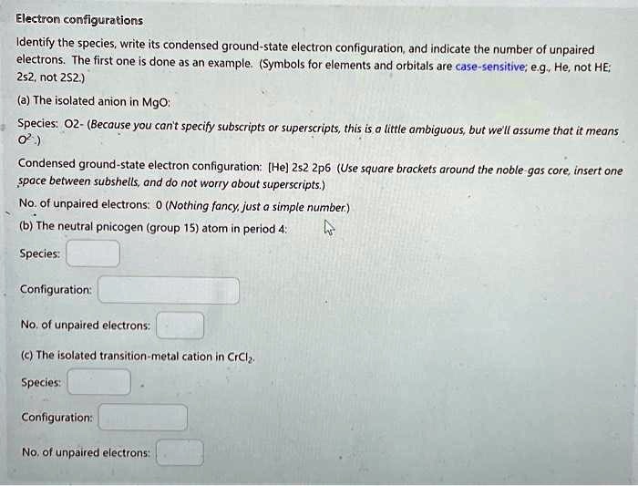 Solved Texts Electron Configurations Identify The Species Write Its