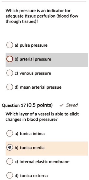 Which pressure is an indicator for adequate tissue perfusion (blood ...