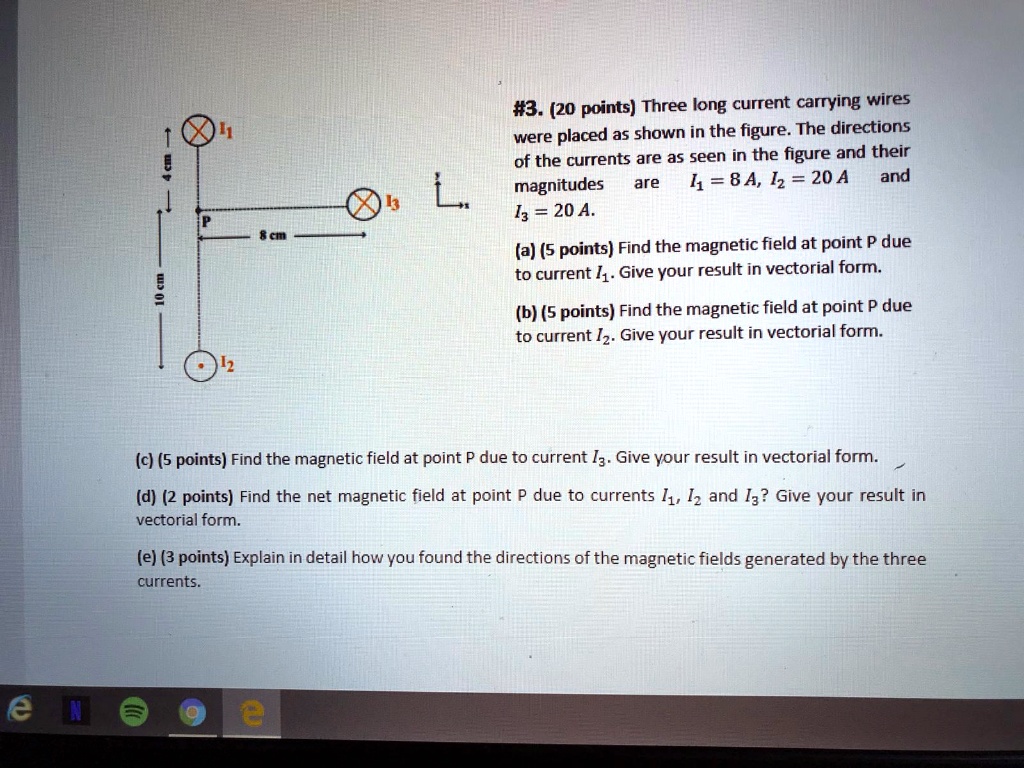 SOLVED: #3. (20 points) Three long current carrying wires were placed as shown in the figure ...