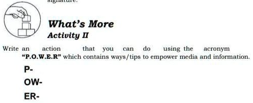 write an action that you can do using the acronym power which contains ...