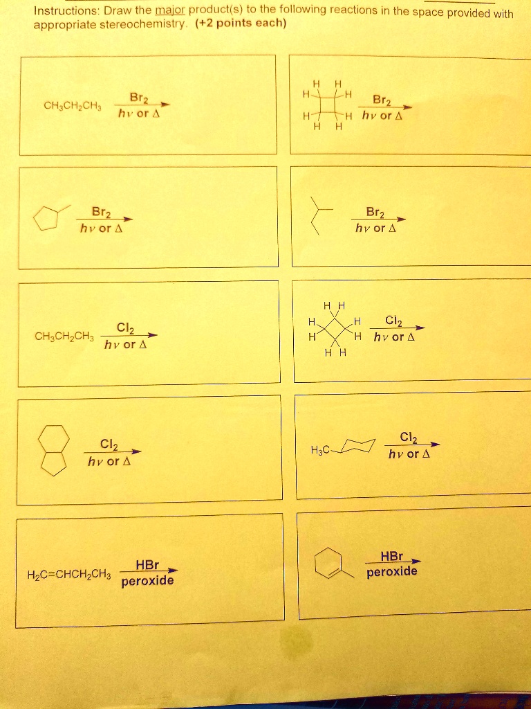 SOLVED: Instructions Draw the major product(s) to the following ...