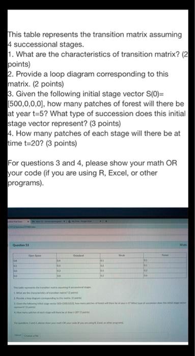 SOLVED: This table represents the transition matrix assuming ...